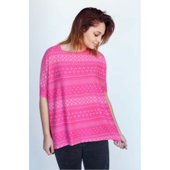 Agnes & Dora | Tops | Agnes Dora Boxy Top Fair Isle Pink Raspberry ...